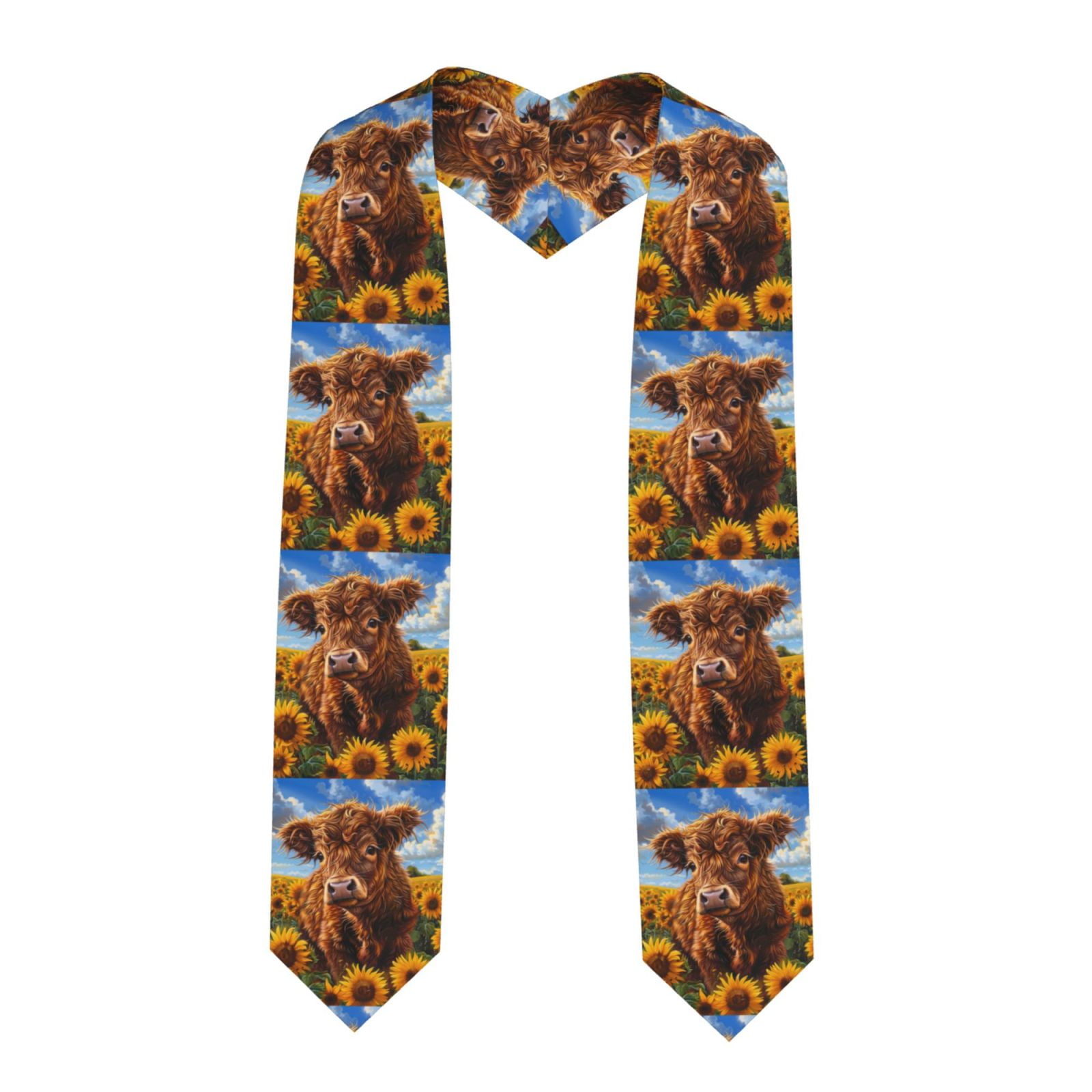 Zufioo Cloud Sky Sunflower Cow Print Graduation Shawl Ribbon ...