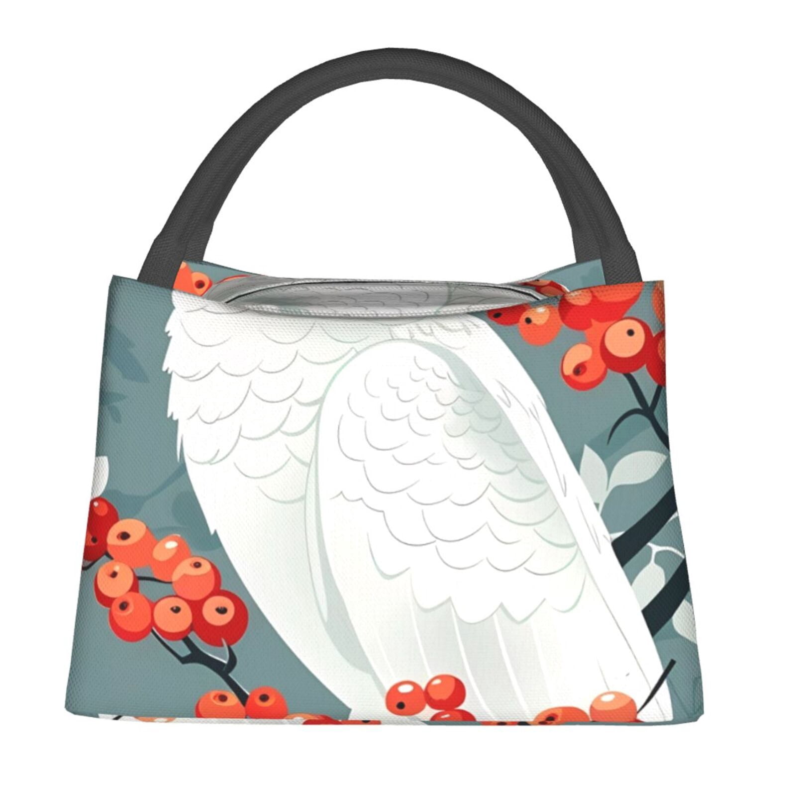 Zufioo Cockatoo Red Berries Insulated Reusable Grocery Bags,Cooler Bag ...