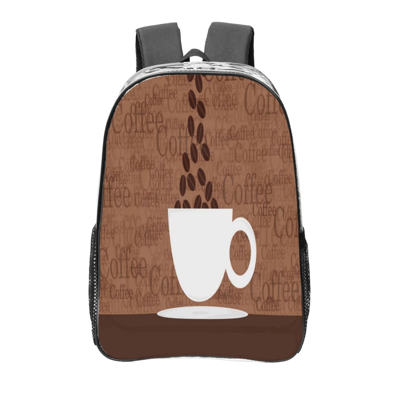 Zufioo Coffee Cafe Cup Print Transparent Backpack, 16-inch PVC ...