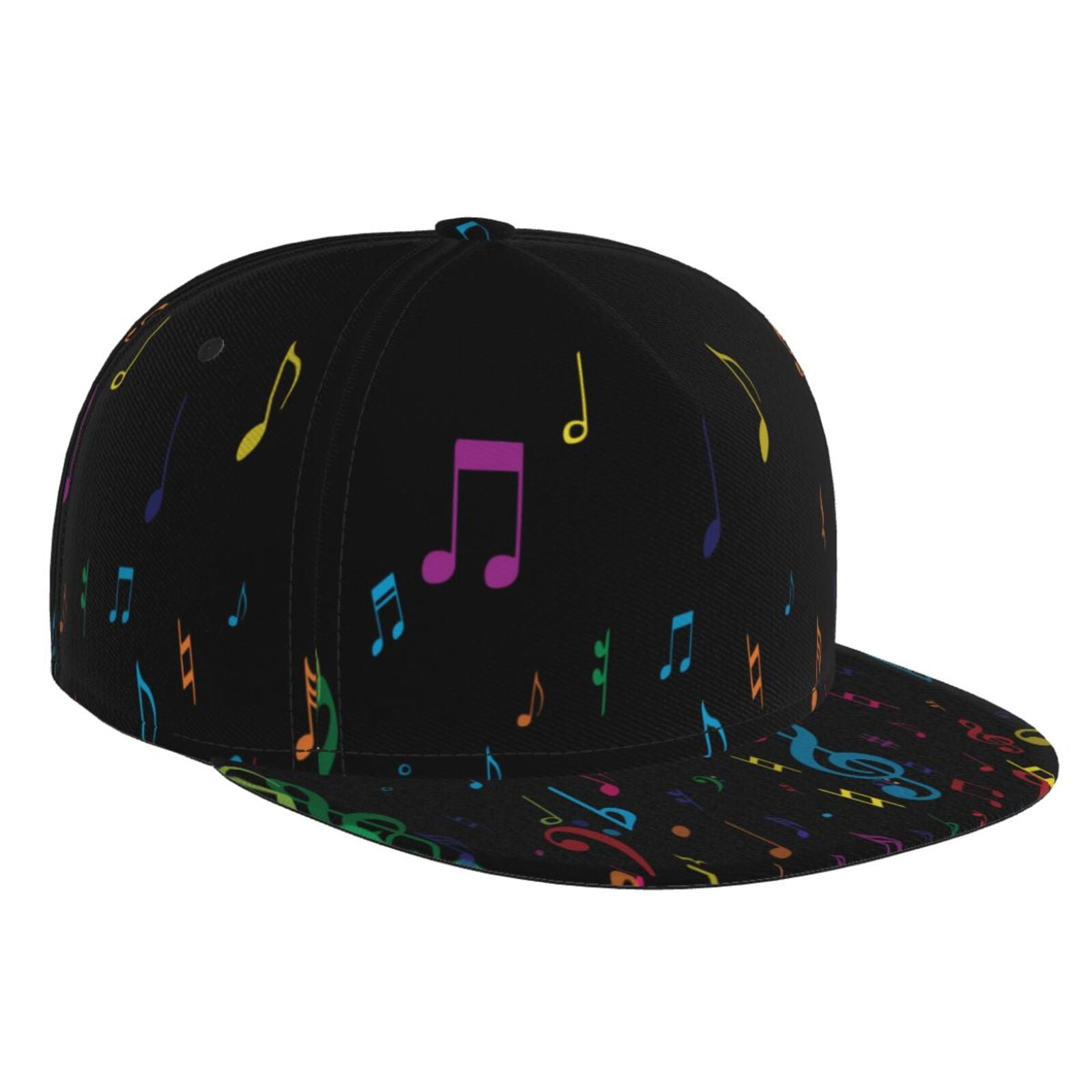 Zufioo Color Musical Notes Print Flat Brim Baseball Cap, Sun Protection ...
