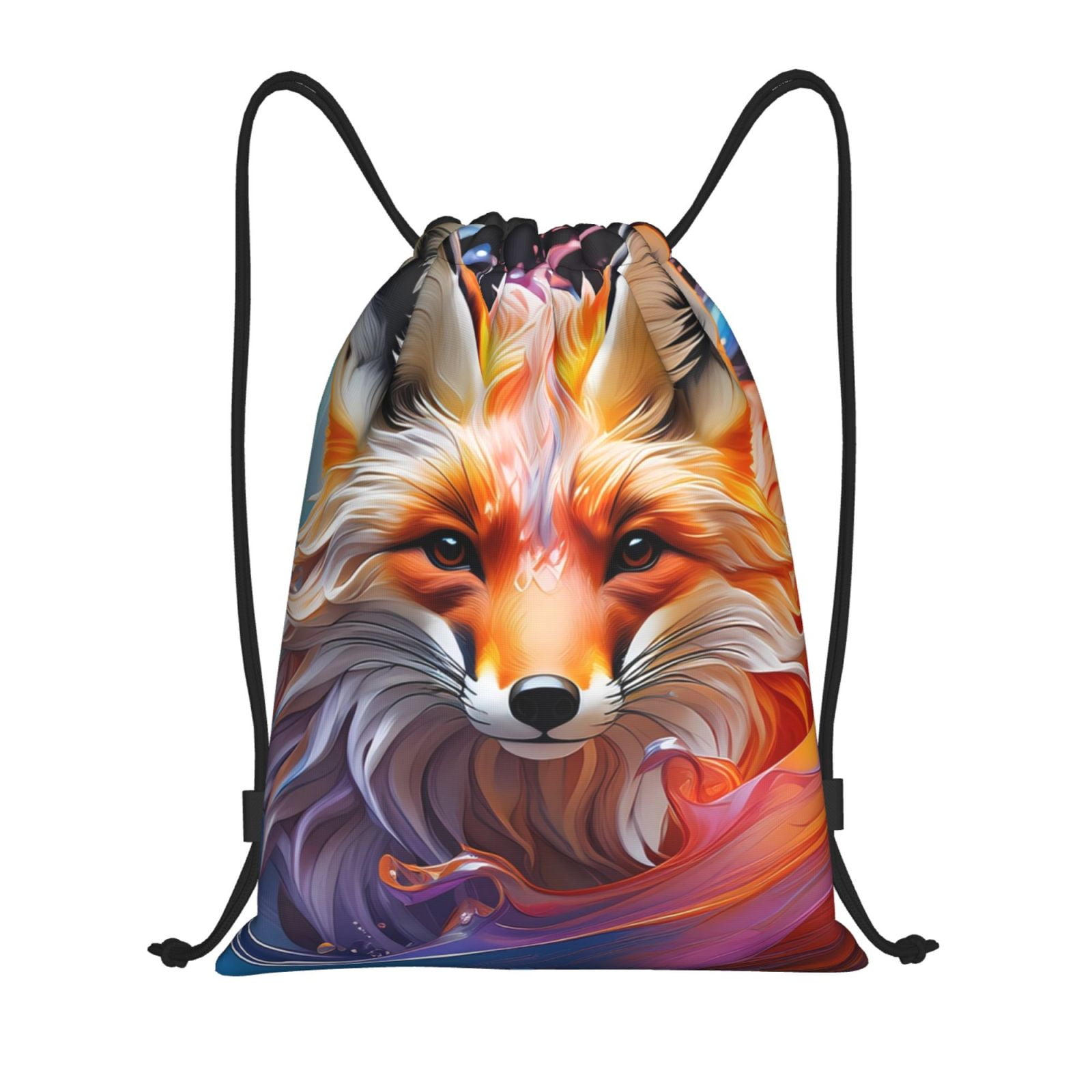 Zufioo Color Splash Fox Portrait Sports Cinch Sack Gym String Bags ...