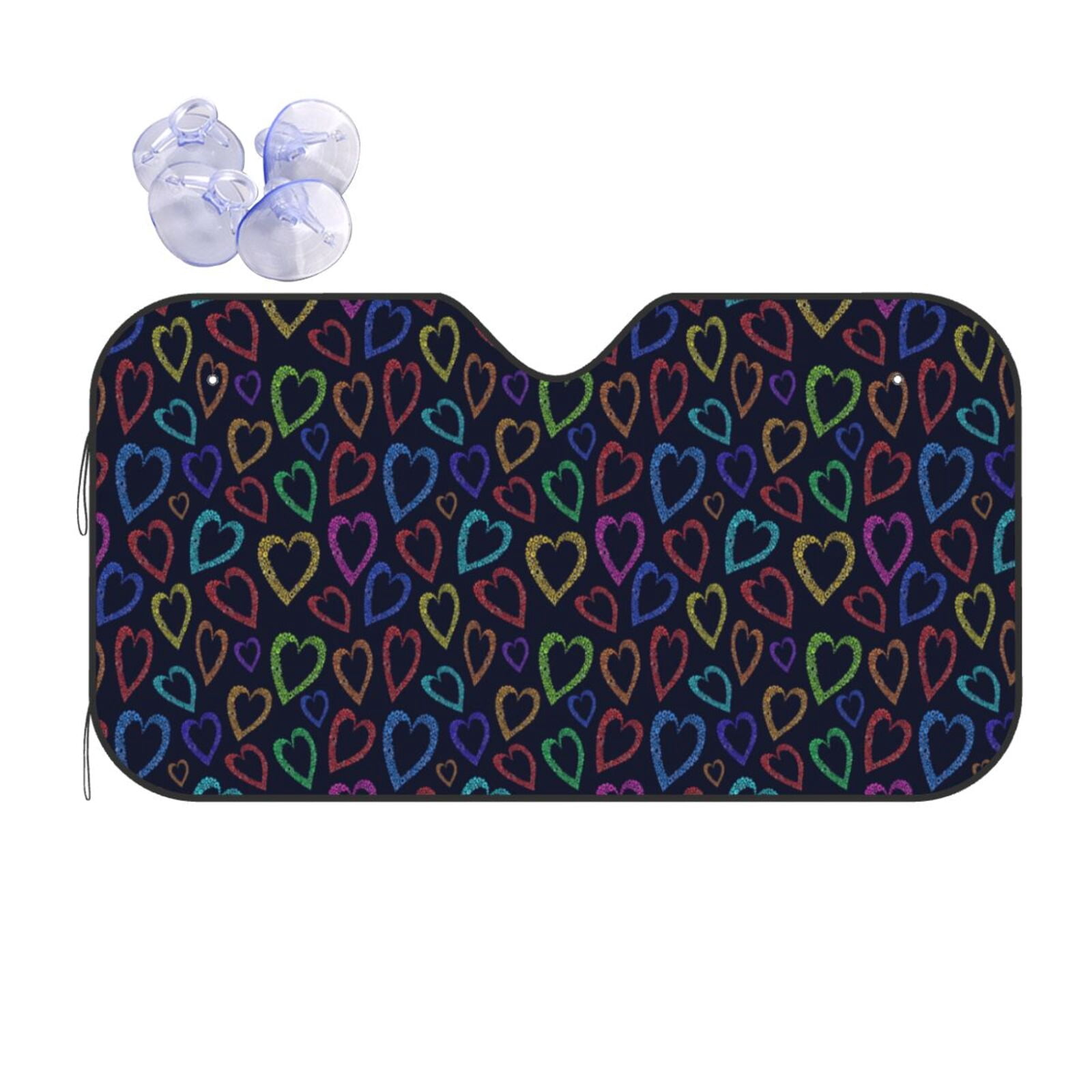 Zufioo Colored Hearts Print Car Windshield Sunshade, UV Protection Heat ...