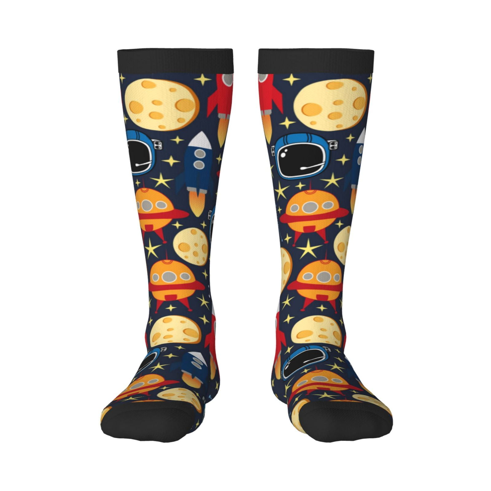 Zufioo Colorful Astronomy Print Long High Thigh Socks Knee-High Warm ...