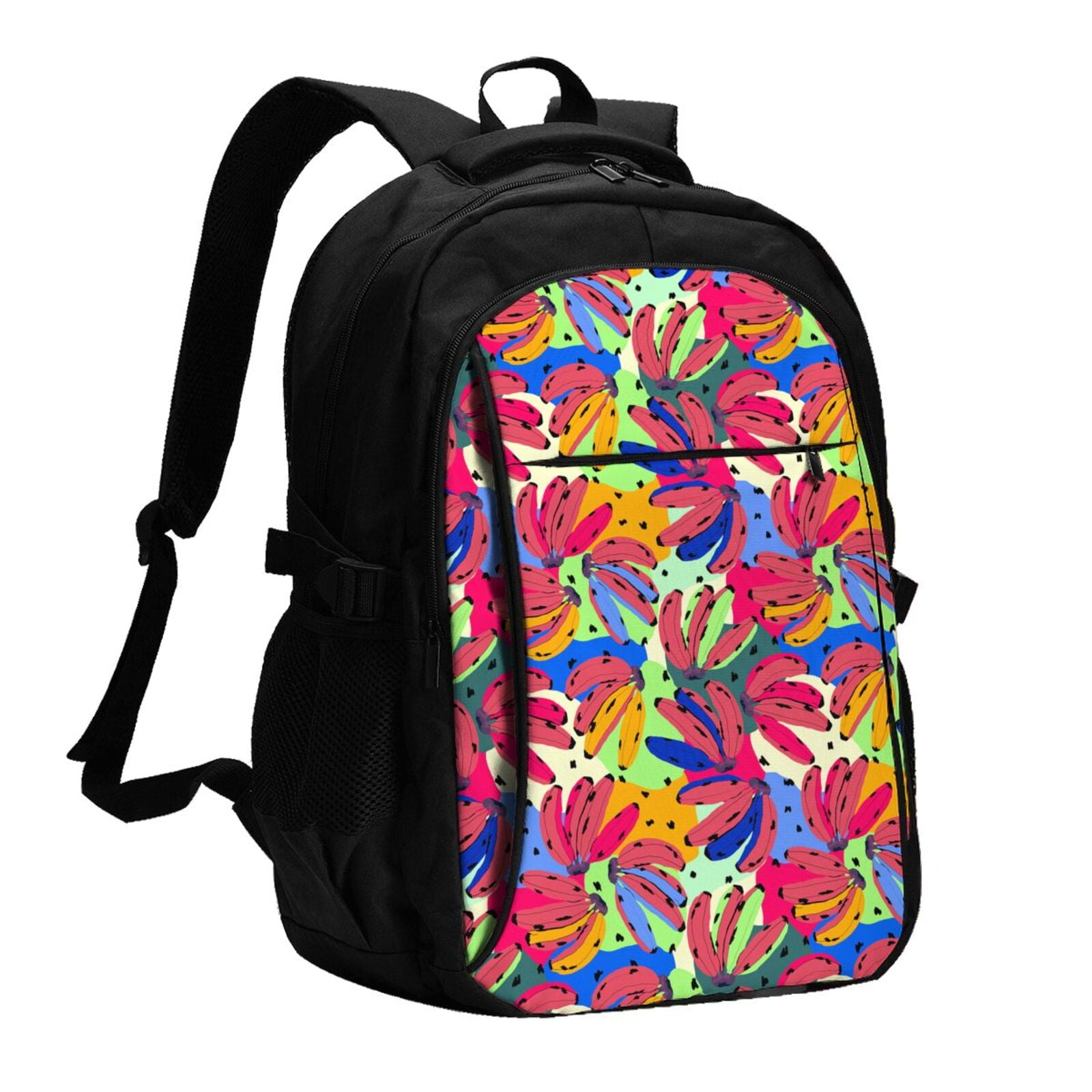 Zufioo Colorful Bananas Print USB Backpack, Multi-Pocket Design Ergonomic Construction Travel ...