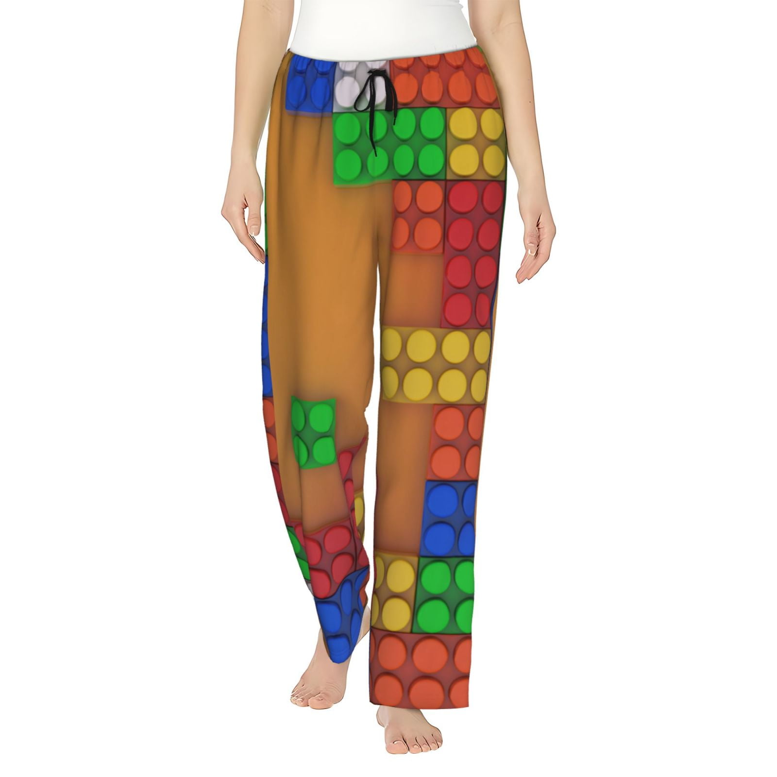 Zufioo Colorful Building Blocks A Women Pajama Pants Drawstring Pajama ...