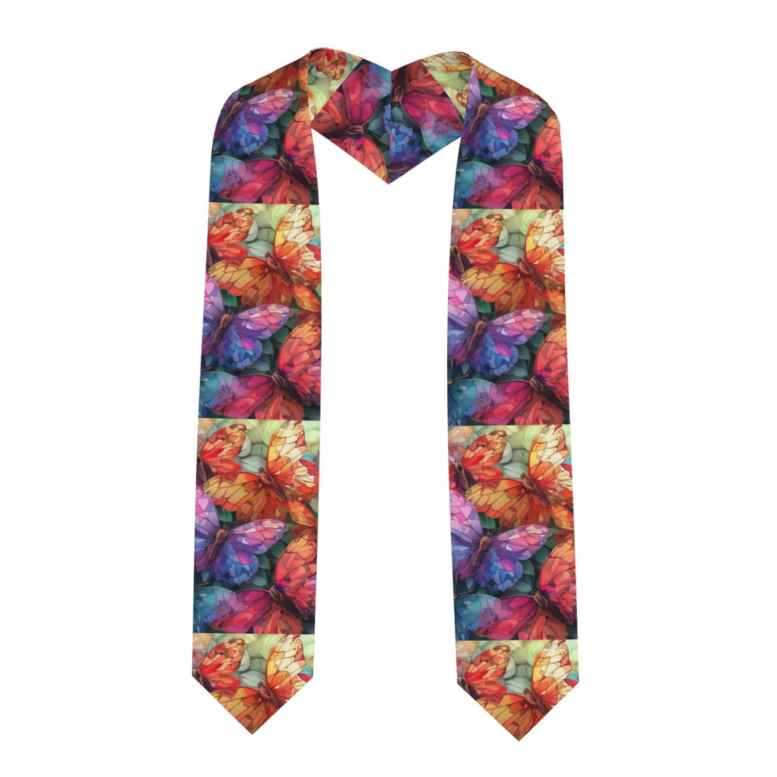 Zufioo Colorful Butterfly Cluster Print Graduation Shawl Ribbon ...