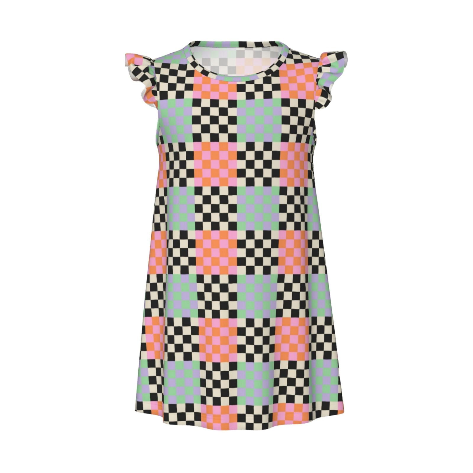Zufioo Colorful Checkered Girls Nightgowns Toddler Girl Pajamas Soft ...