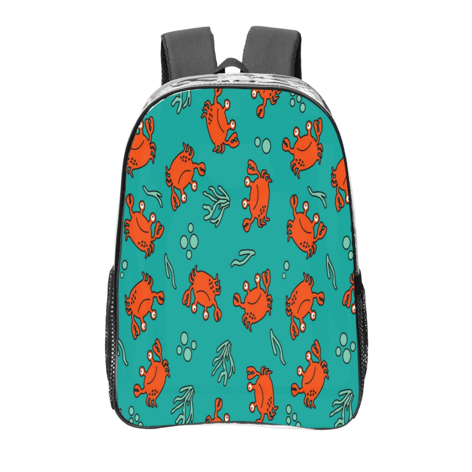 Zufioo Colorful Crab Print Transparent Backpack, 16-inch PVC Waterproof ...