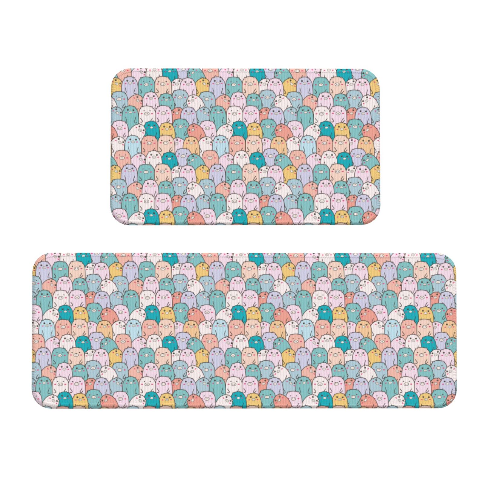 Zufioo Colorful Cute Pig 2PCS Kitchen Mats for Floor,Home Decor Cushion ...