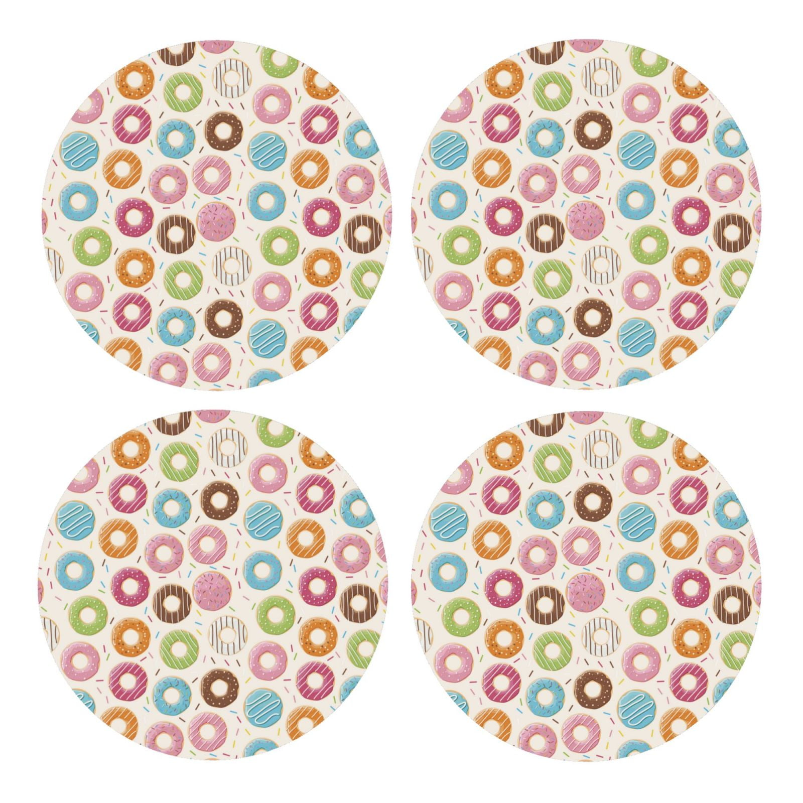 Zufioo Colorful Donuts 4 PCS MDF Cork Coasters,4 inches Round Cup ...