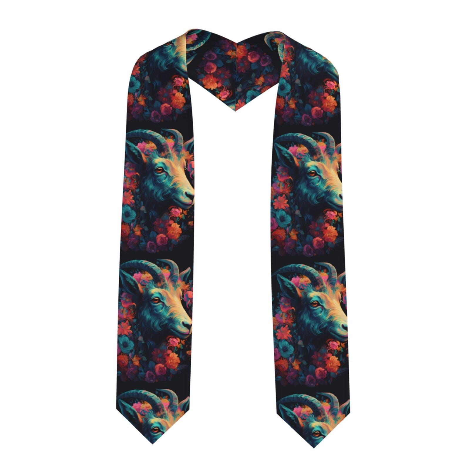 Zufioo Colorful Flower Goat Print Graduation Shawl Ribbon, Graduation ...