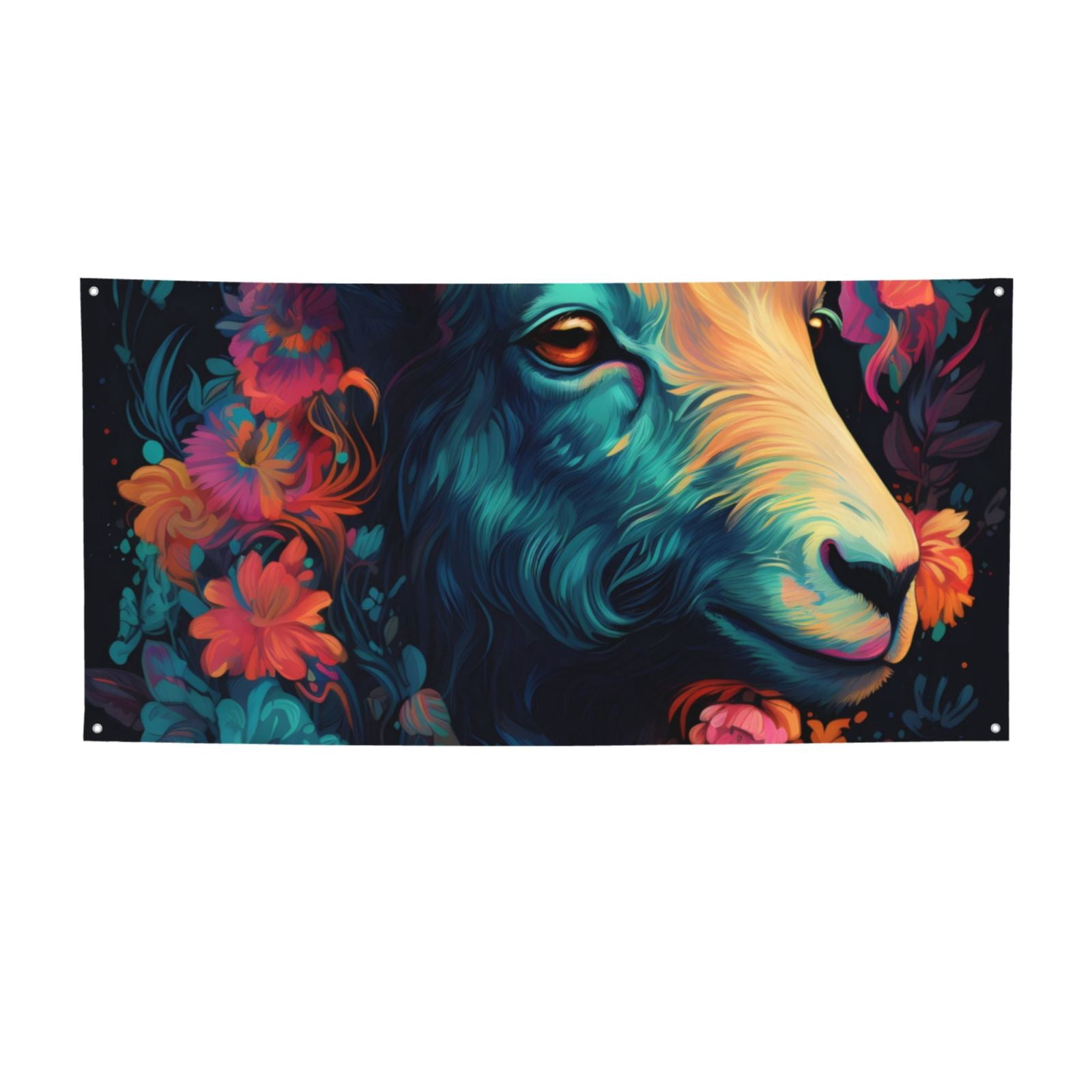Zufioo Colorful Flower Goat Print Holiday Banners, Party Banners ...