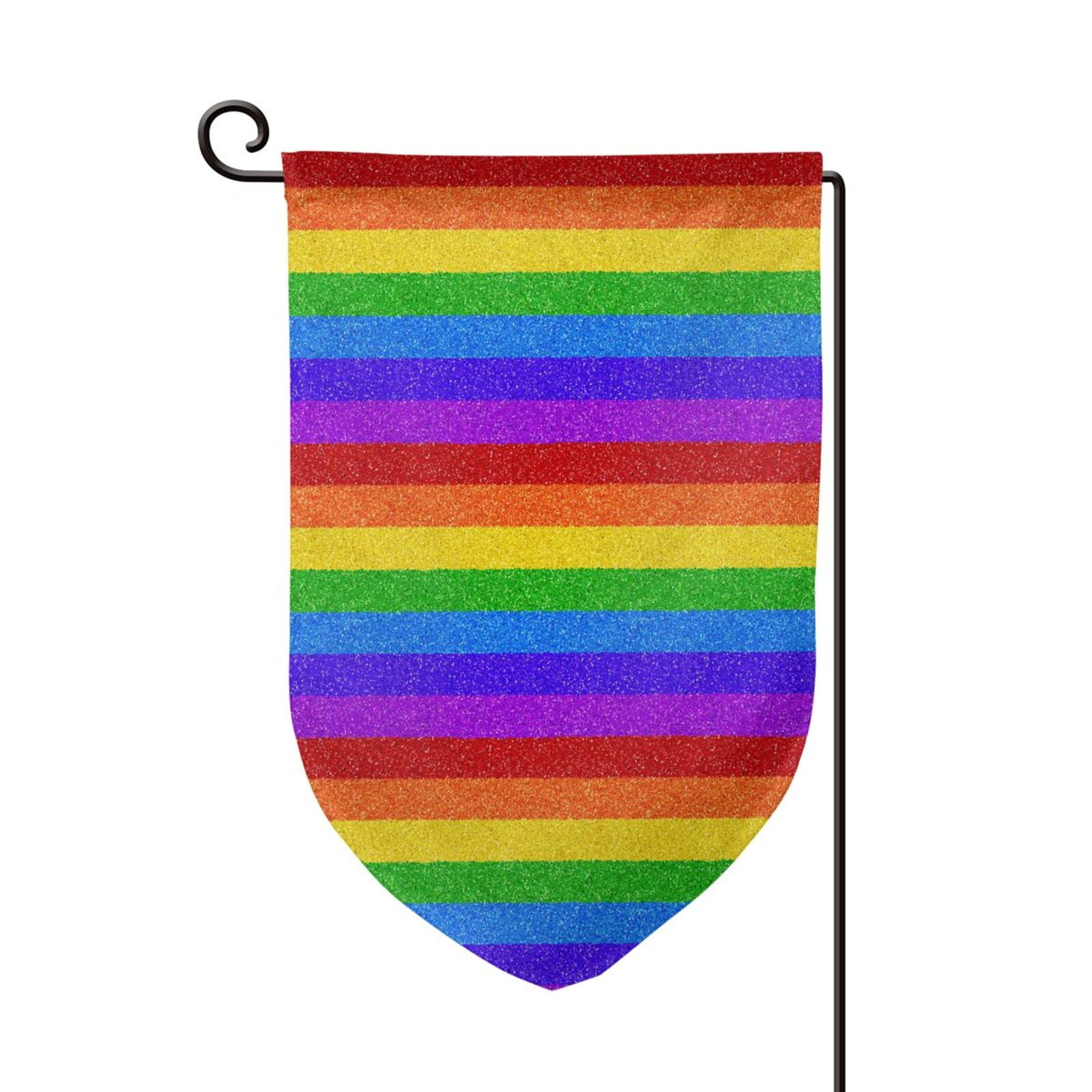 Zufioo Colorful Glitter Rainbow Print Garden Decoration Flags, Sun ...