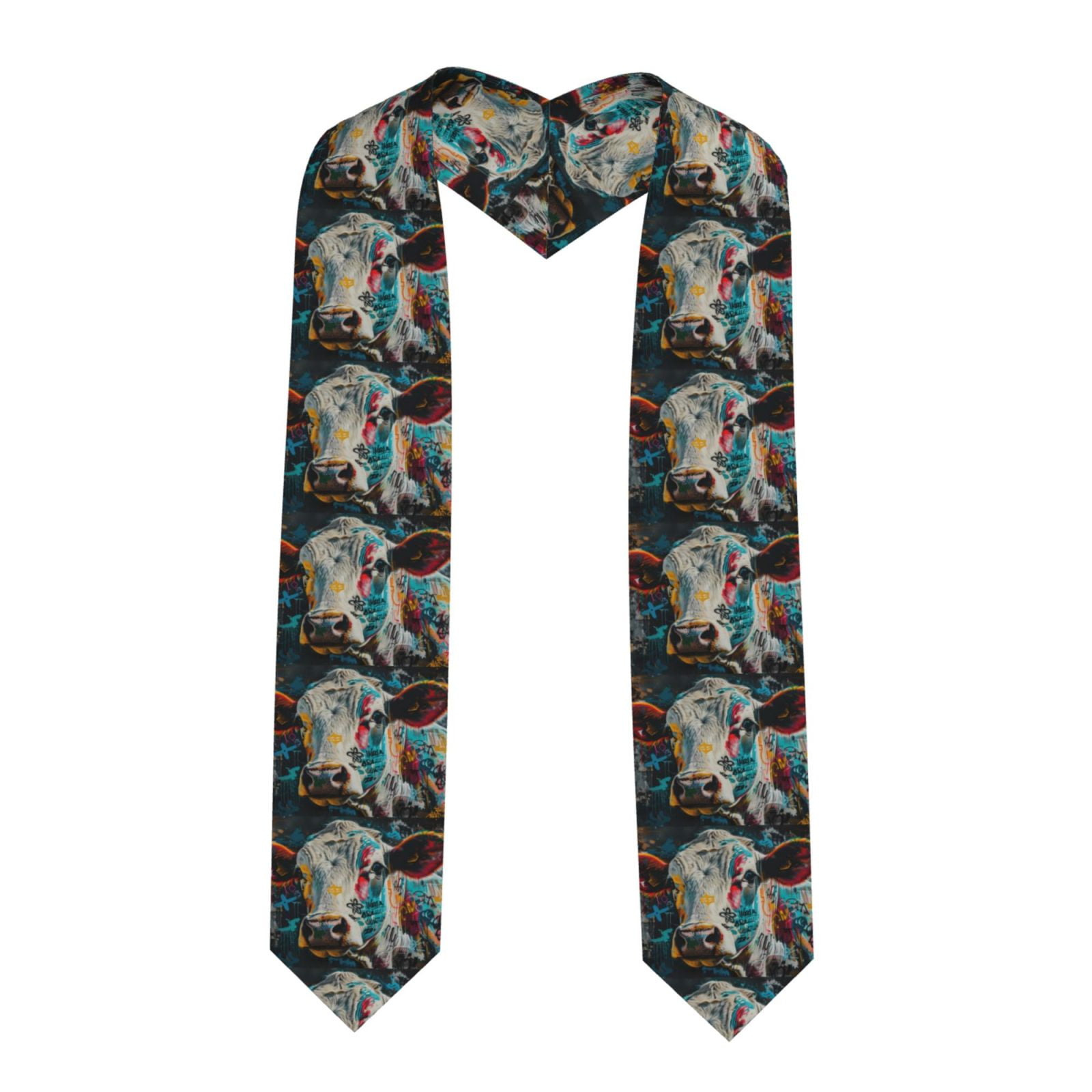 Zufioo Colorful Graffiti Cow Print Graduation Shawl Ribbon, Graduation ...