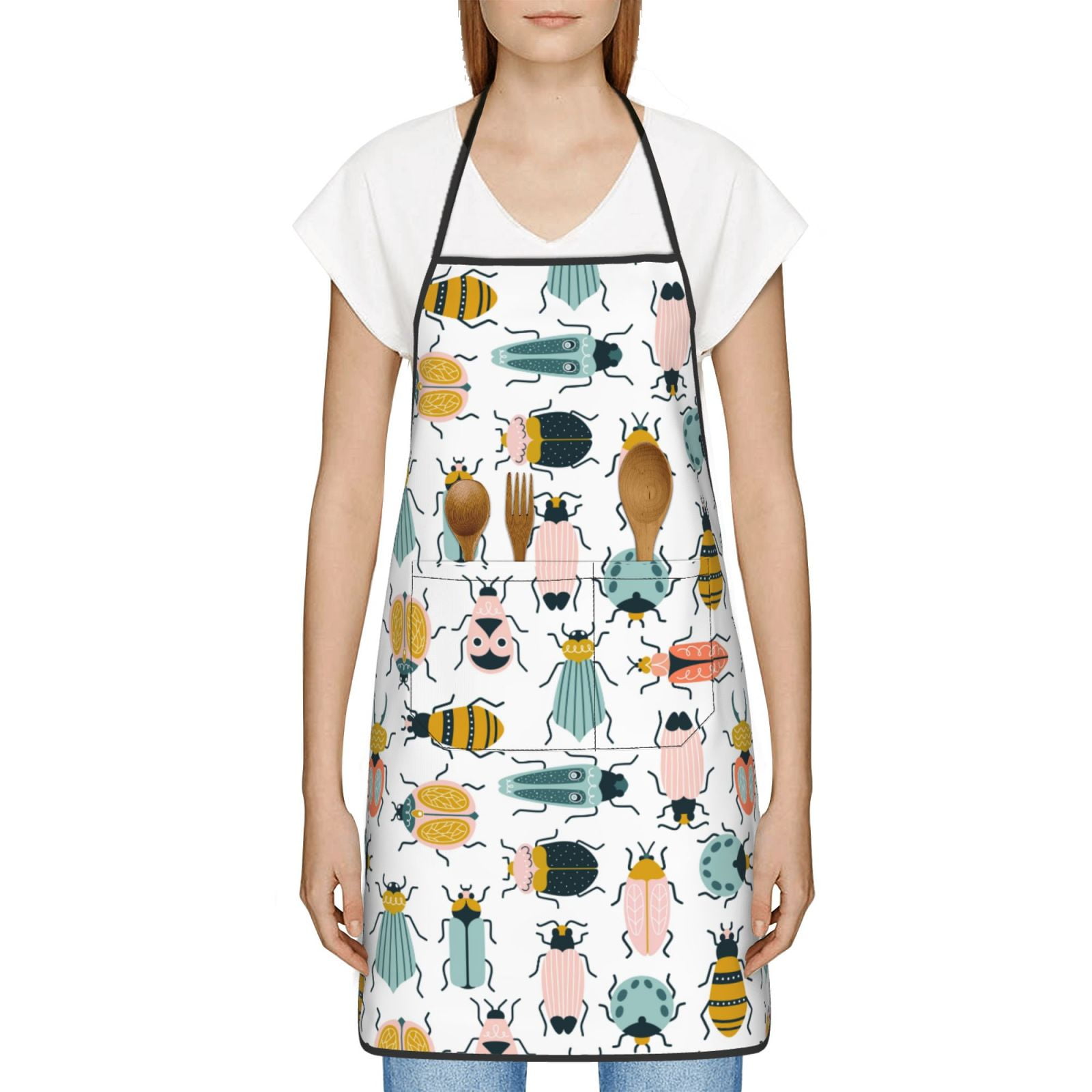 Zufioo Colorful Insects for Lock Hem Apron with Pockets, Stain and Oil ...
