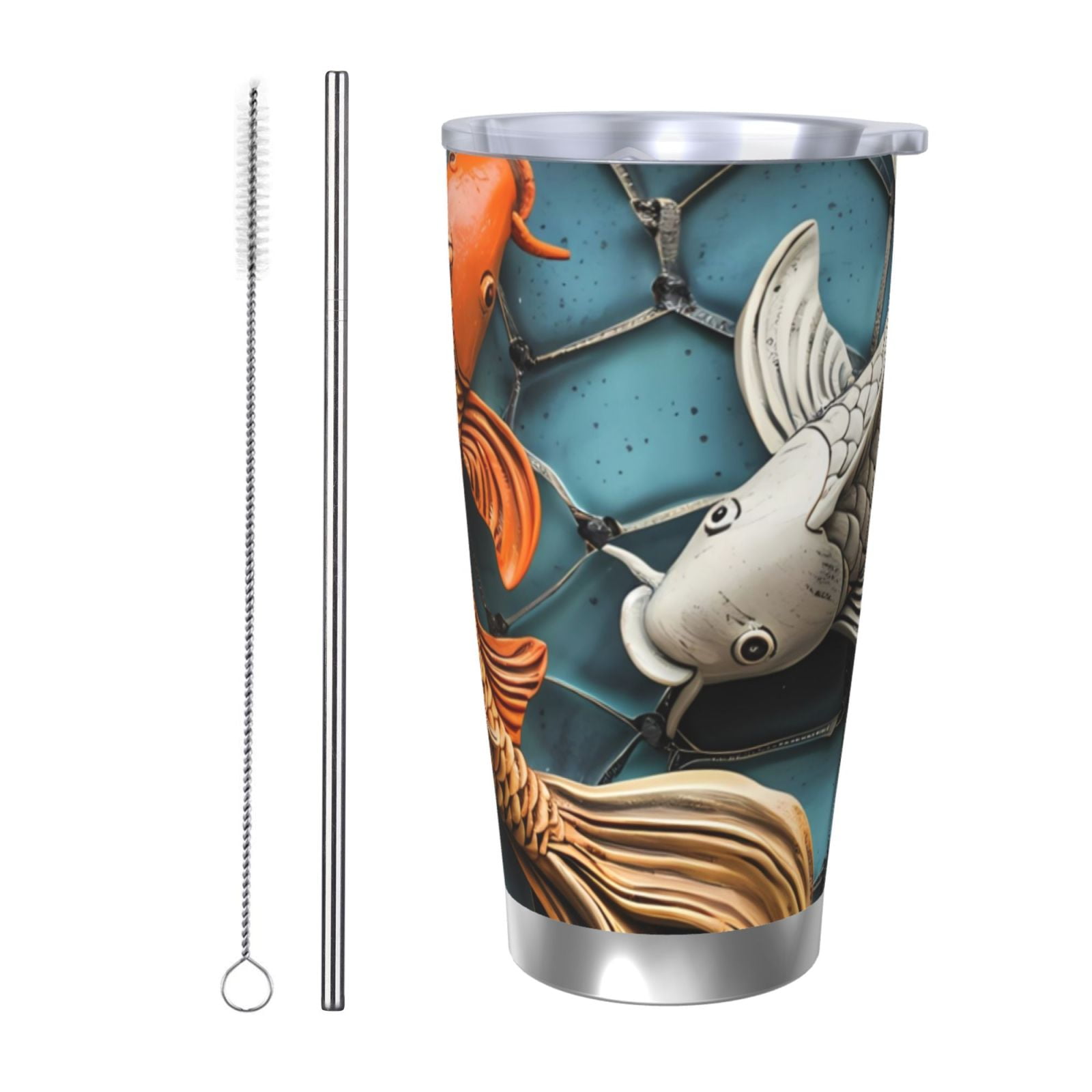 Zufioo Colorful Koi Fish Art Print 20OZ Stainless Steel Car Cup, Direct ...