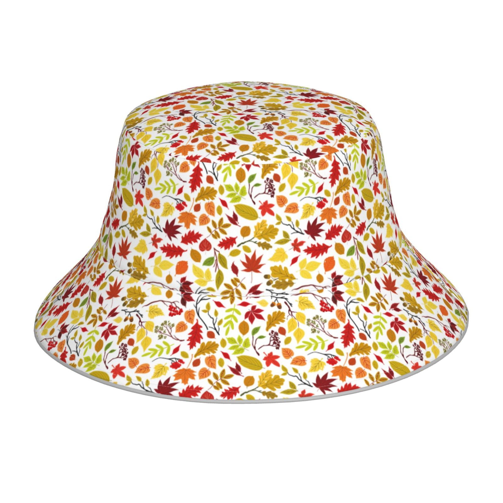 Zufioo Colorful Leaves Waterproof Reflective Holographic Bucket Hat,Men ...