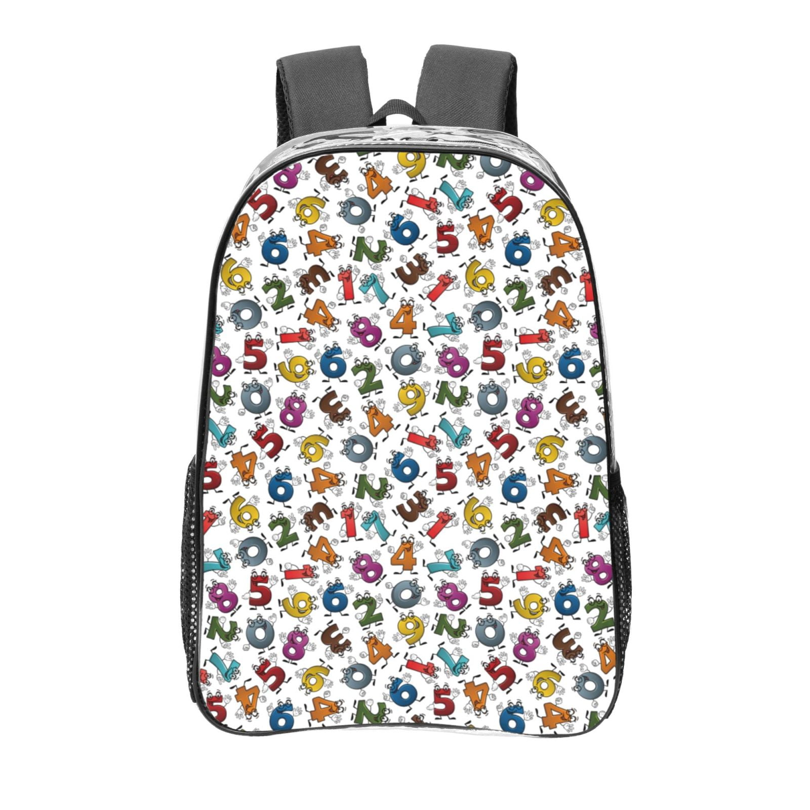 Zufioo Colorful Numbers Print Transparent Backpack, 16-inch PVC ...