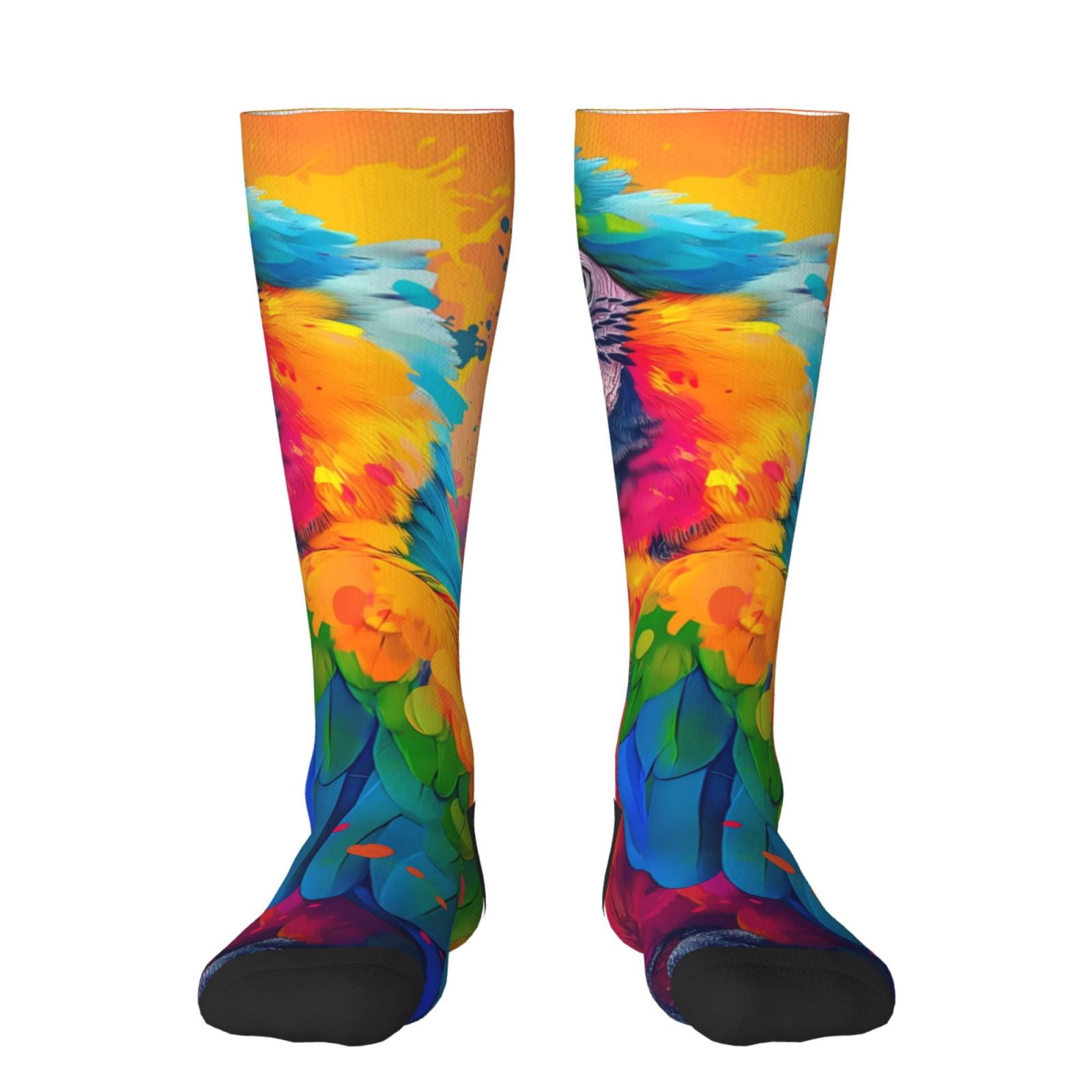 Zufioo Colorful Parrot Jungle Dream A Print Long High Thigh Socks Knee ...