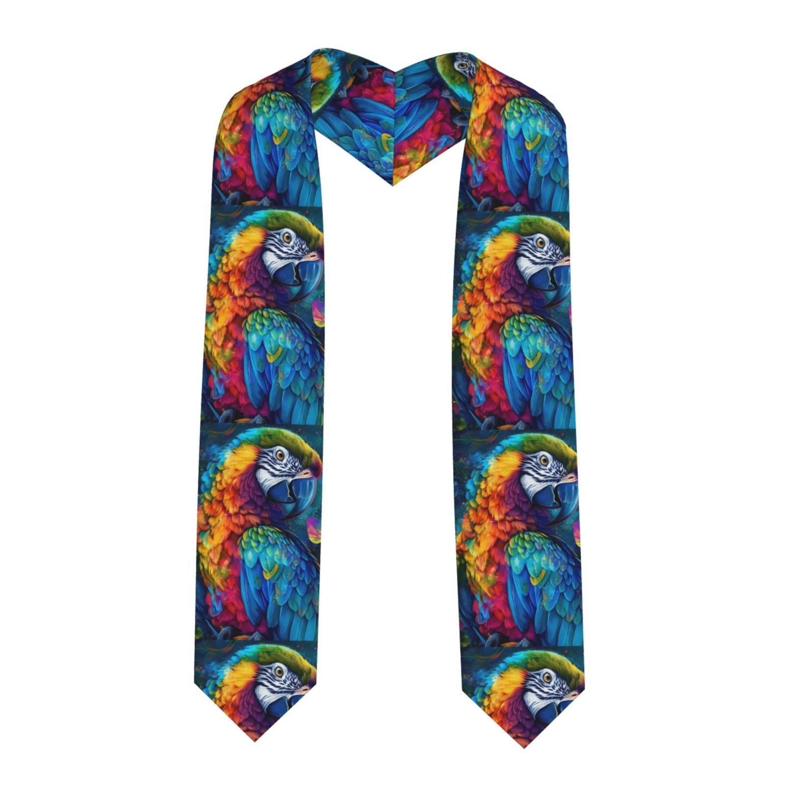 Zufioo Colorful Parrot Jungle Dream Print Graduation Shawl Ribbon ...