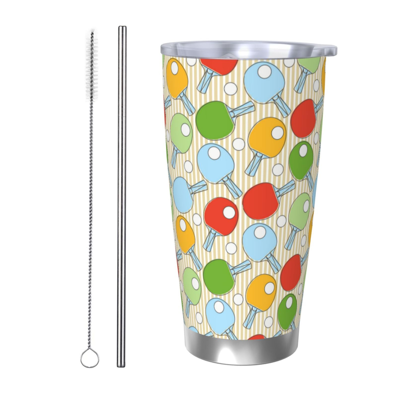 Zufioo Colorful Ping Pong Rackets1 Print 20OZ Stainless Steel Car Cup ...