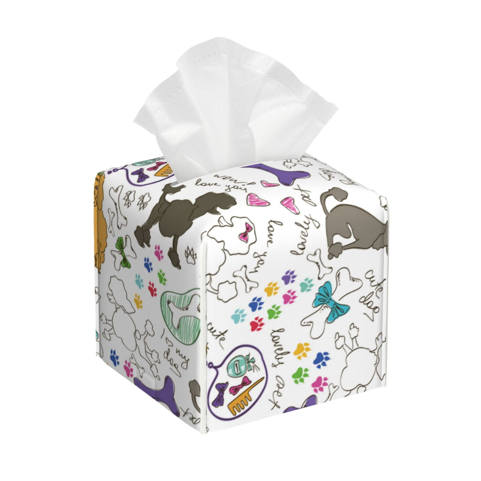 Zufioo Colorful Poodle Dog Tissue Box Cover, Tissue Box Cover Holder ...