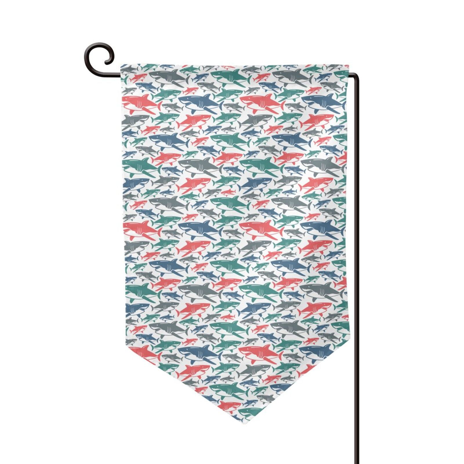 Zufioo Colorful Shark Print Garden Decoration Flags, Sun-resistant and ...