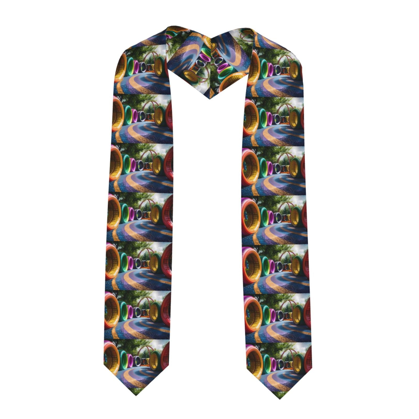 Zufioo Colorful Tire Tunnel Park Print Graduation Shawl Ribbon ...