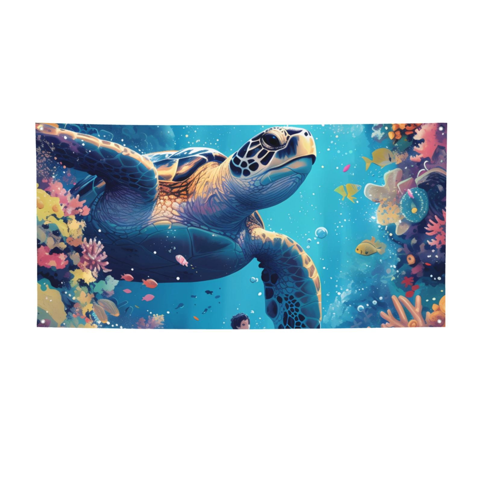 Zufioo Colorful Underwater Plant Turtle Print Holiday Banners, Party ...