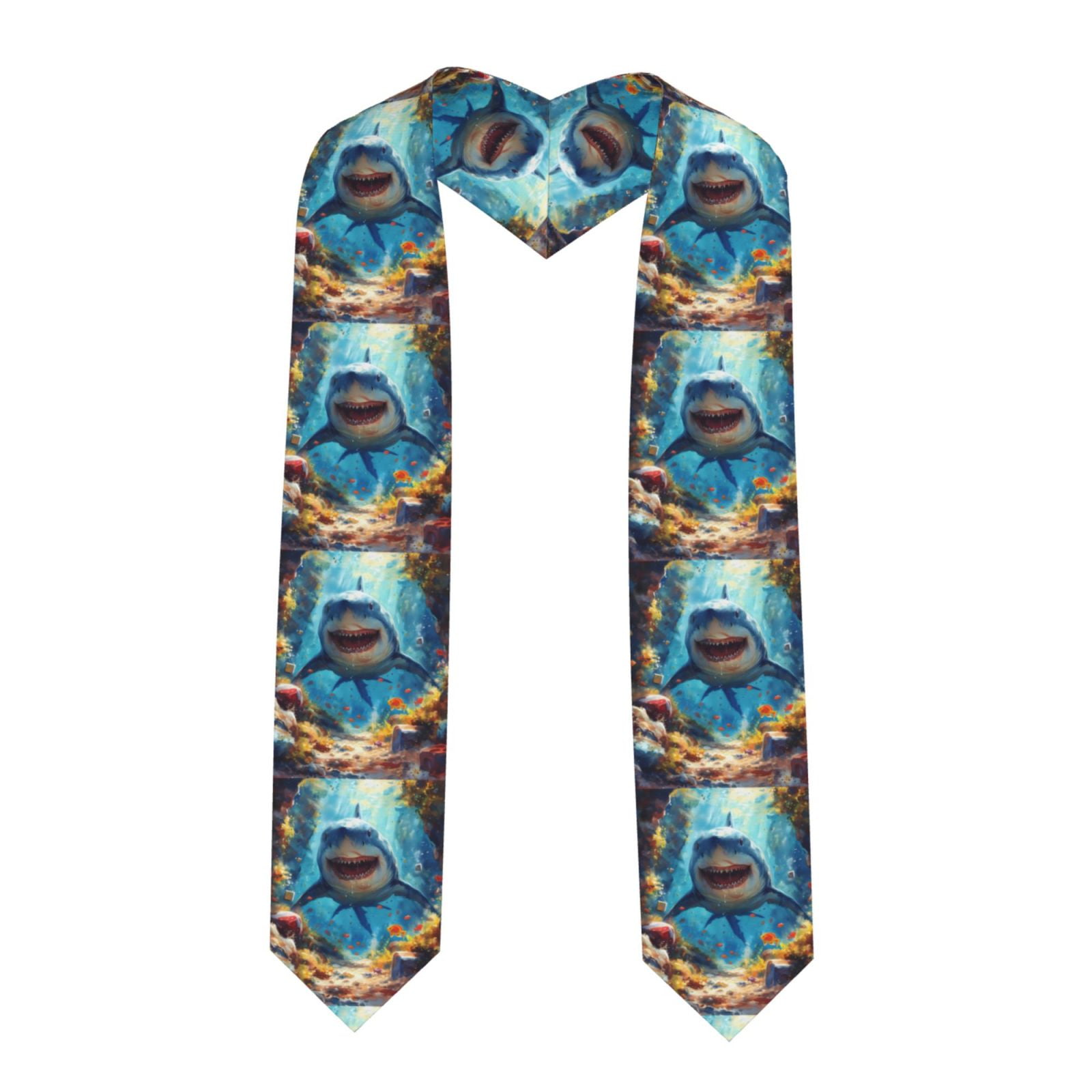 Zufioo Colorful Underwater Shark Print Graduation Shawl Ribbon ...