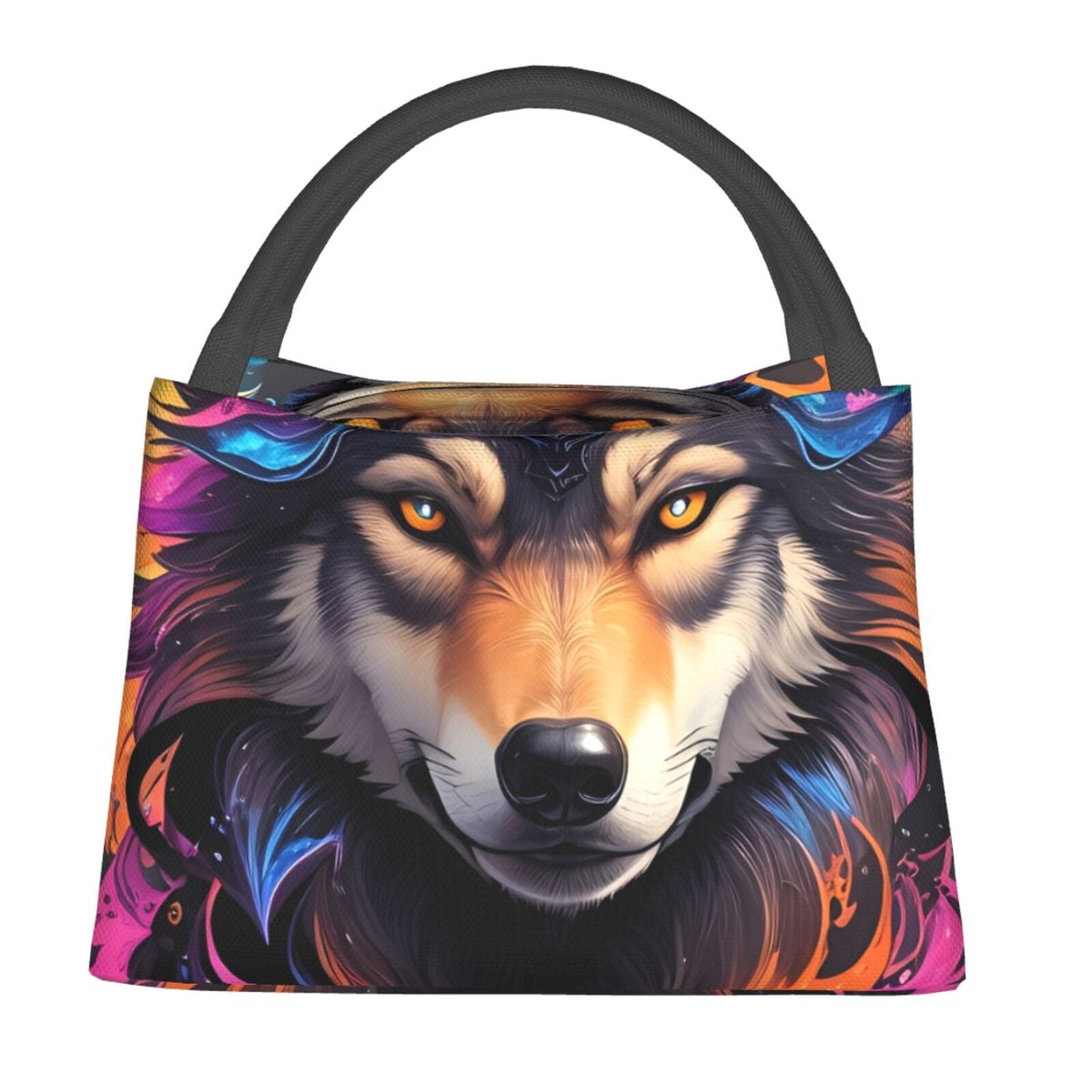 Zufioo Colorful Wolf Head Insulated Reusable Grocery Bags,Cooler Bag ...