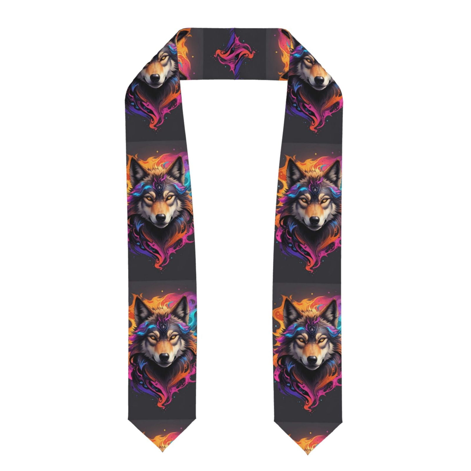 Zufioo Colorful Wolf Head Print Graduation Shawl Ribbon, Graduation ...