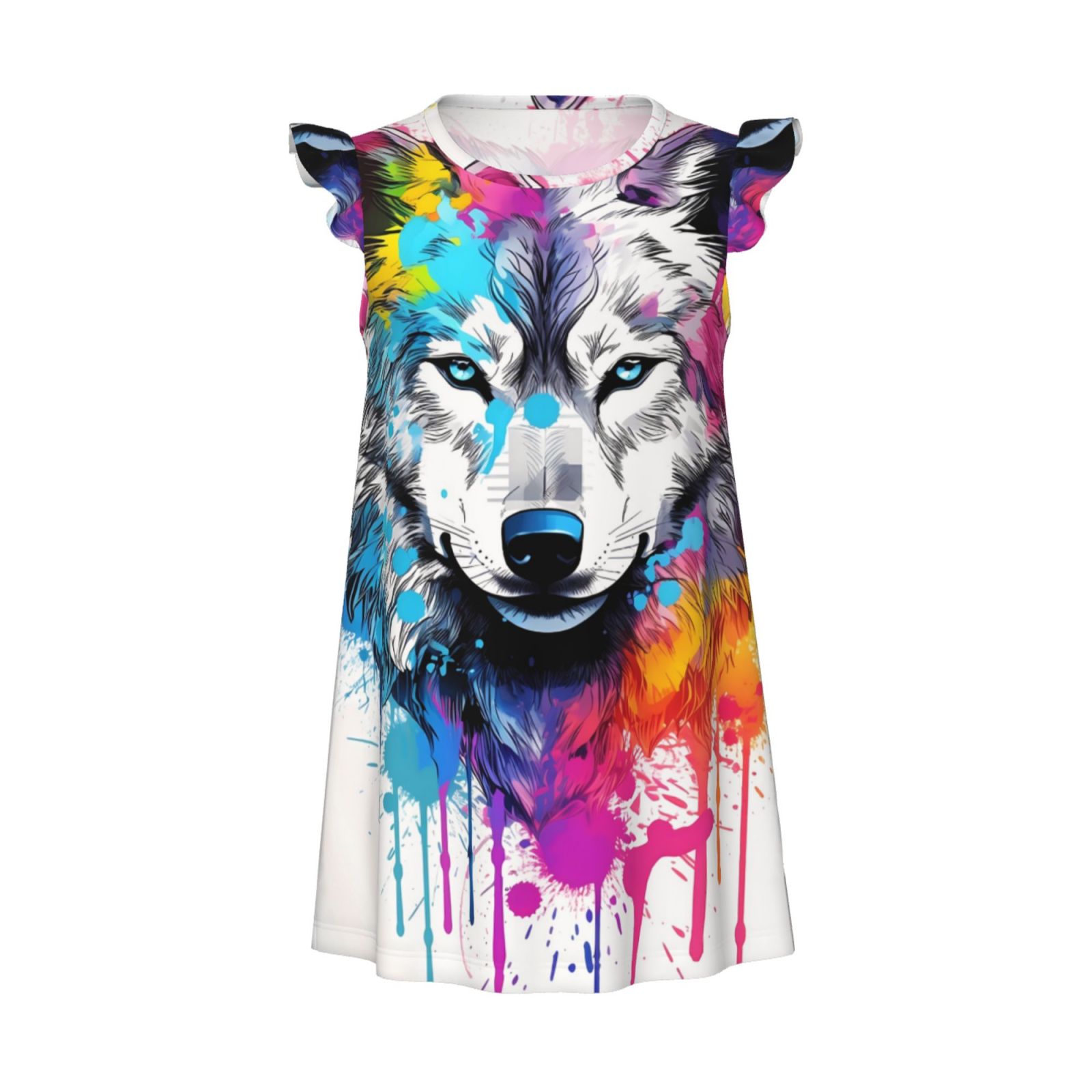 Zufioo Cool Colorful Wolf Girls Nightgowns Toddler Girl Pajamas Soft ...