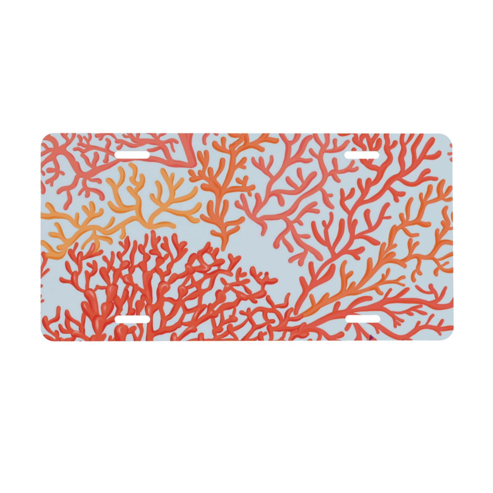 Zufioo Corals Print Car Aluminum Front License Plate, 12x6 Inch ...