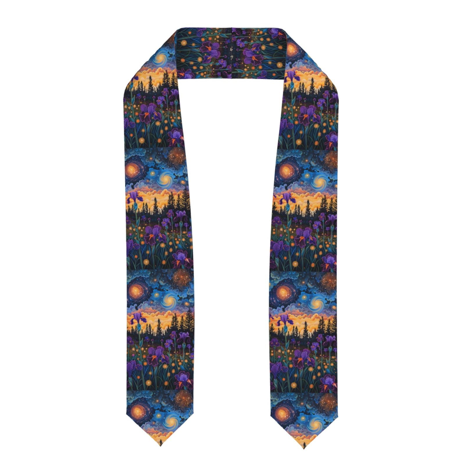 Zufioo Cosmic Irises At Twilight Print Graduation Shawl Ribbon ...