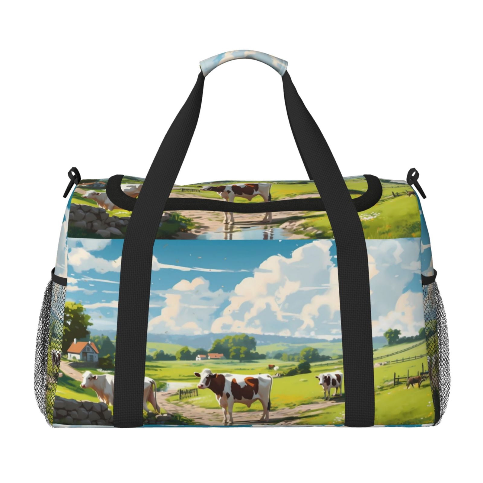 Zufioo Countryside Farm Cow Print Hand-Held Messenger Travel Bag ...