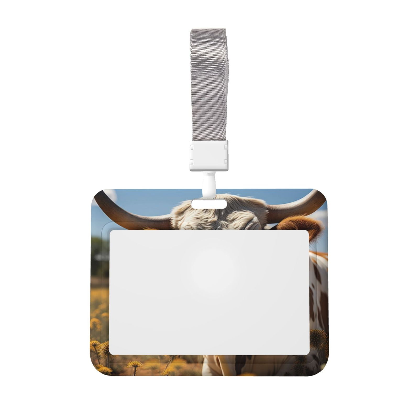 Zufioo Countryside Flower Cow Print Work Badge Protective Case ...