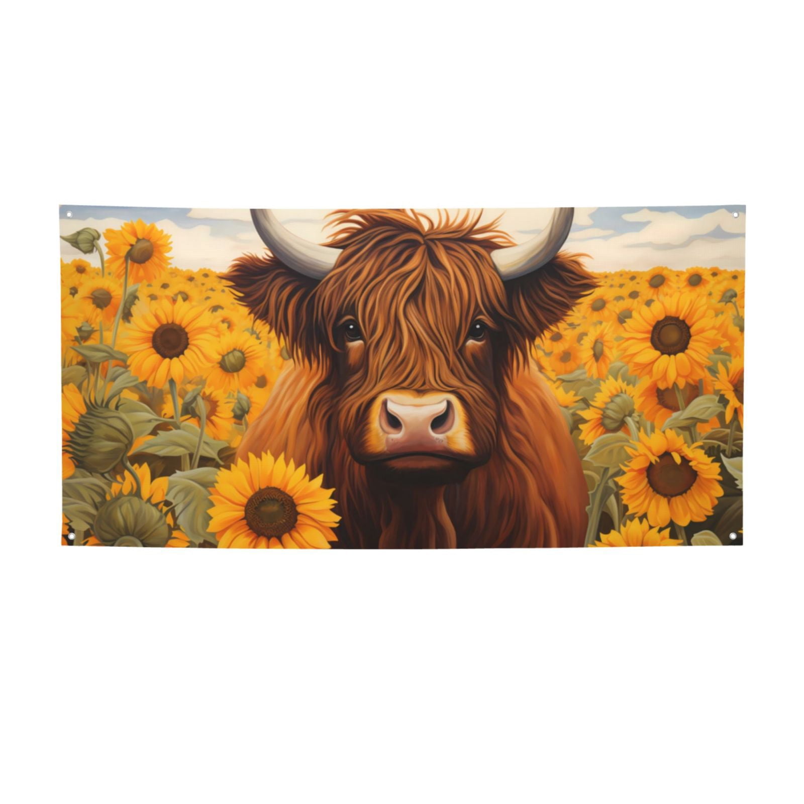 Zufioo Countryside Sunflower Cow Print Holiday Banners, Party Banners ...