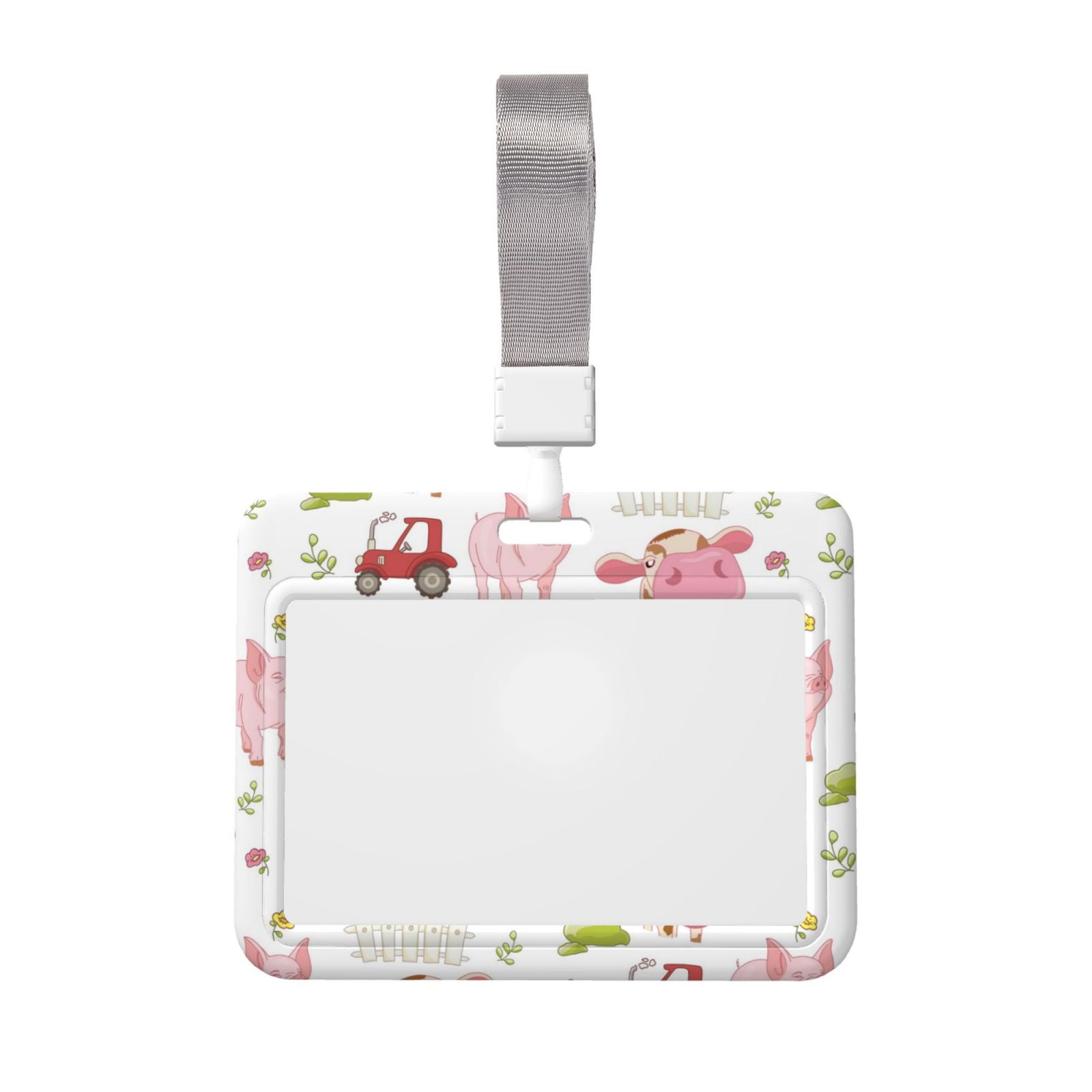 Zufioo Cow And Pig Print Work Badge Protective Case, Waterproof Lanyard ...