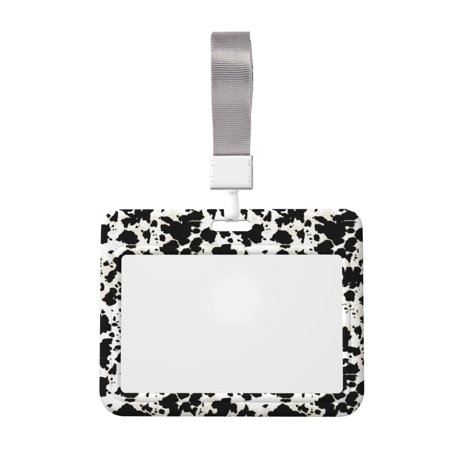 Zufioo Cow Skin 1 Print Work Badge Protective Case, Waterproof Lanyard ...