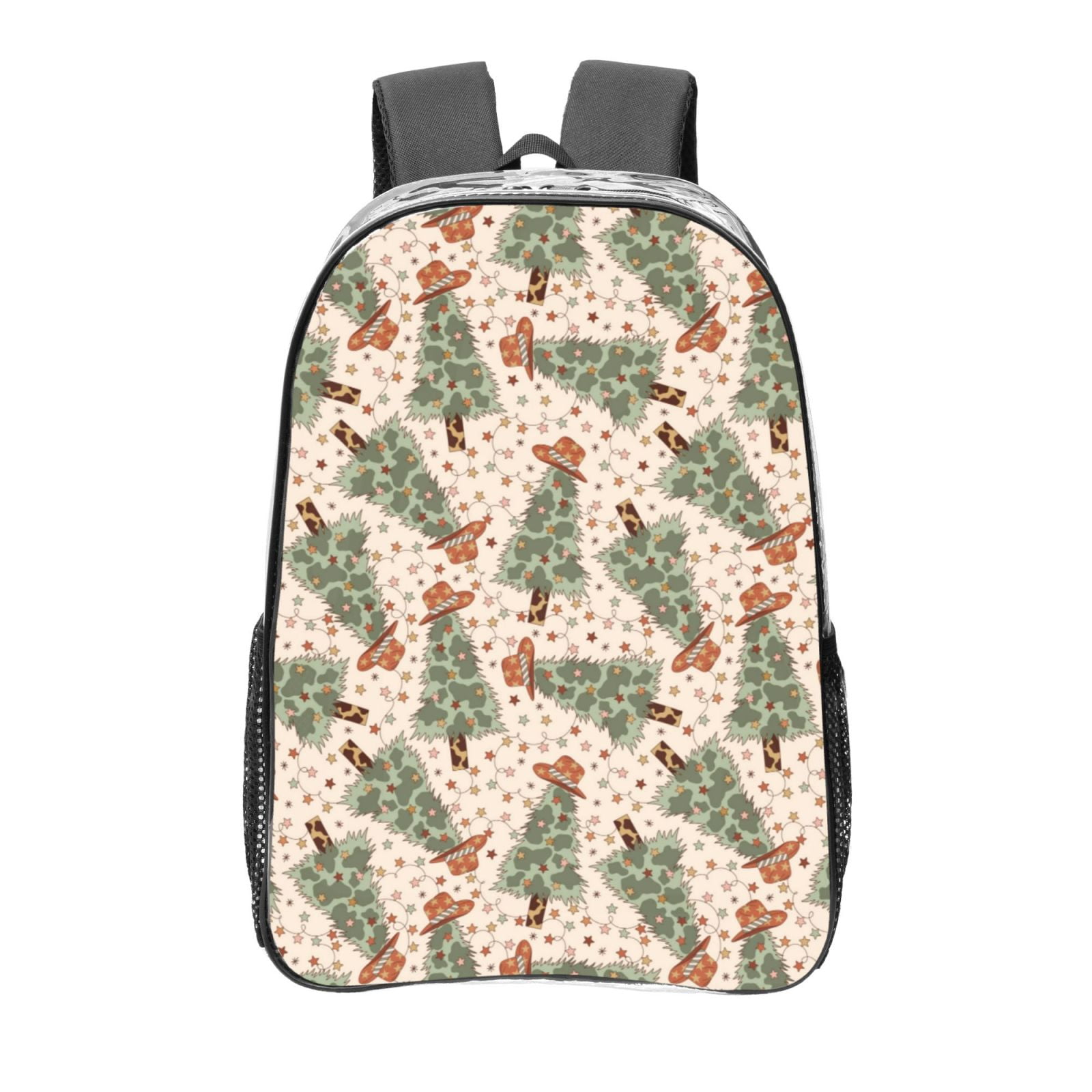 Zufioo Cowboy Christmas Trees Print Transparent Backpack, 16-inch PVC ...