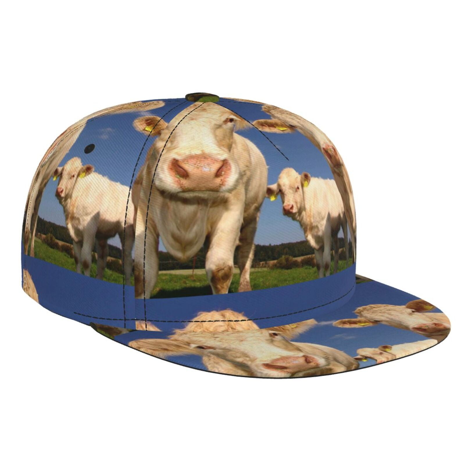 Zufioo Cows Cattles Print Flat Brim Baseball Cap, Sun Protection, Sweat Absorption, Adjustable ...