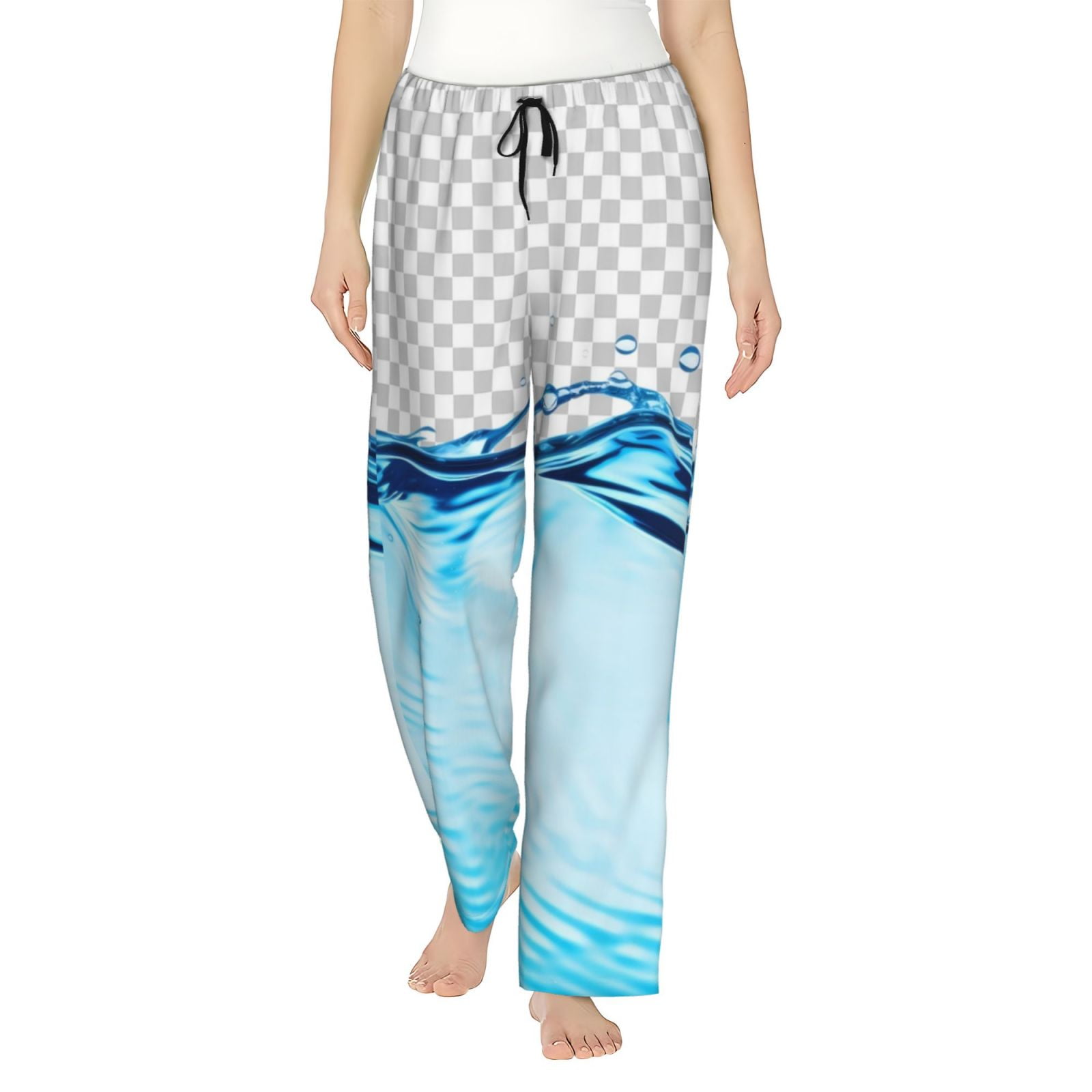 Zufioo Crystal Clear Water Splash Women Pajama Pants Drawstring Pajama Pants Wide Leg Casual ...