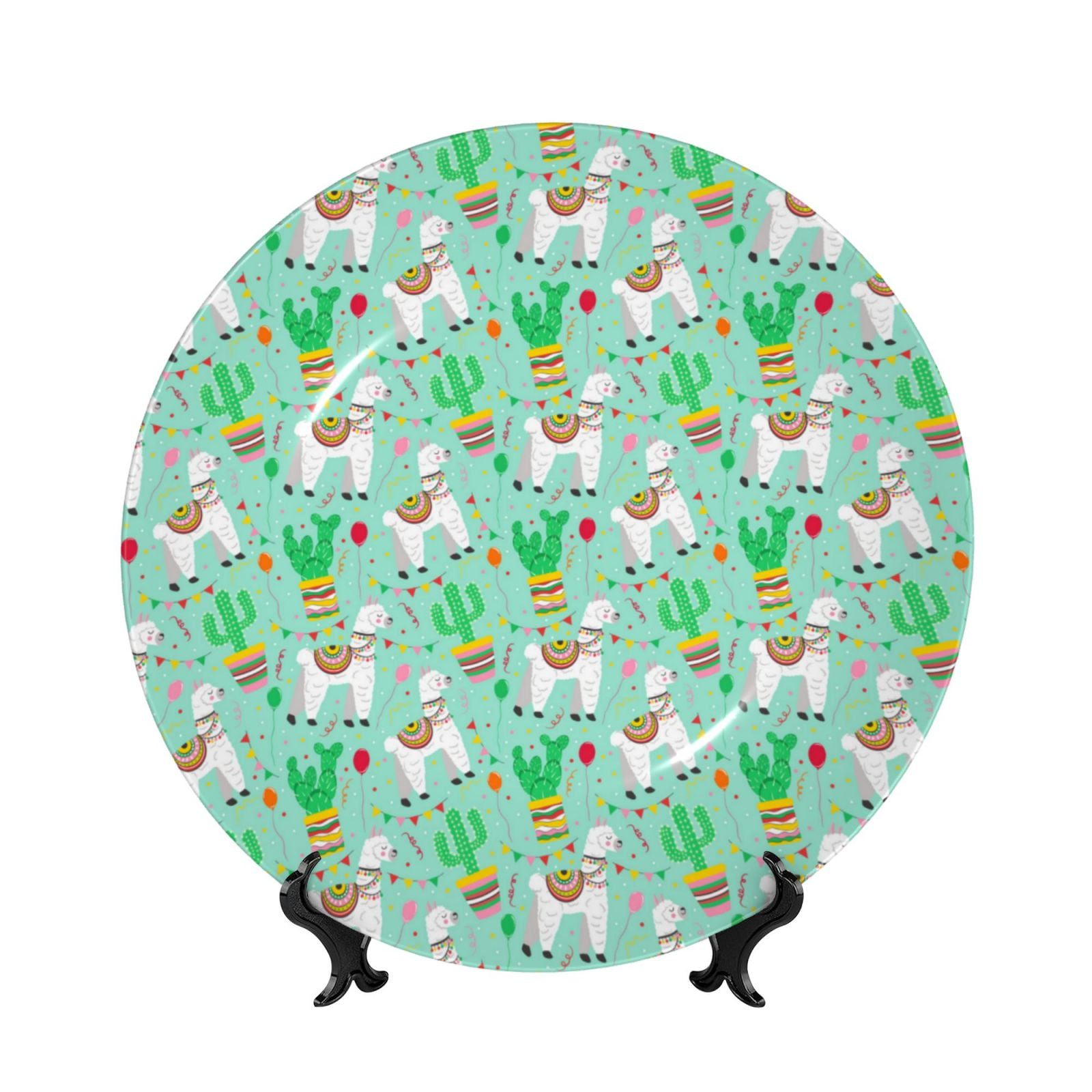Zufioo Cute Alpaca 1 Print Bone China Decorative Plate, Ceramic Dinner ...