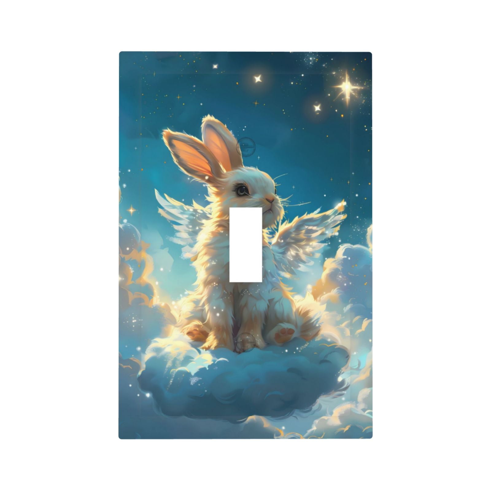 Zufioo Cute Angel Winged Rabbit Print Switch Wall Plate, Dustproof and ...