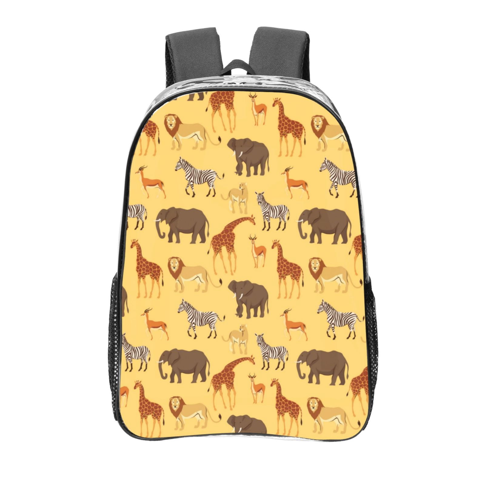 Zufioo Cute Animals Print Transparent Backpack, 16-inch PVC Waterproof ...