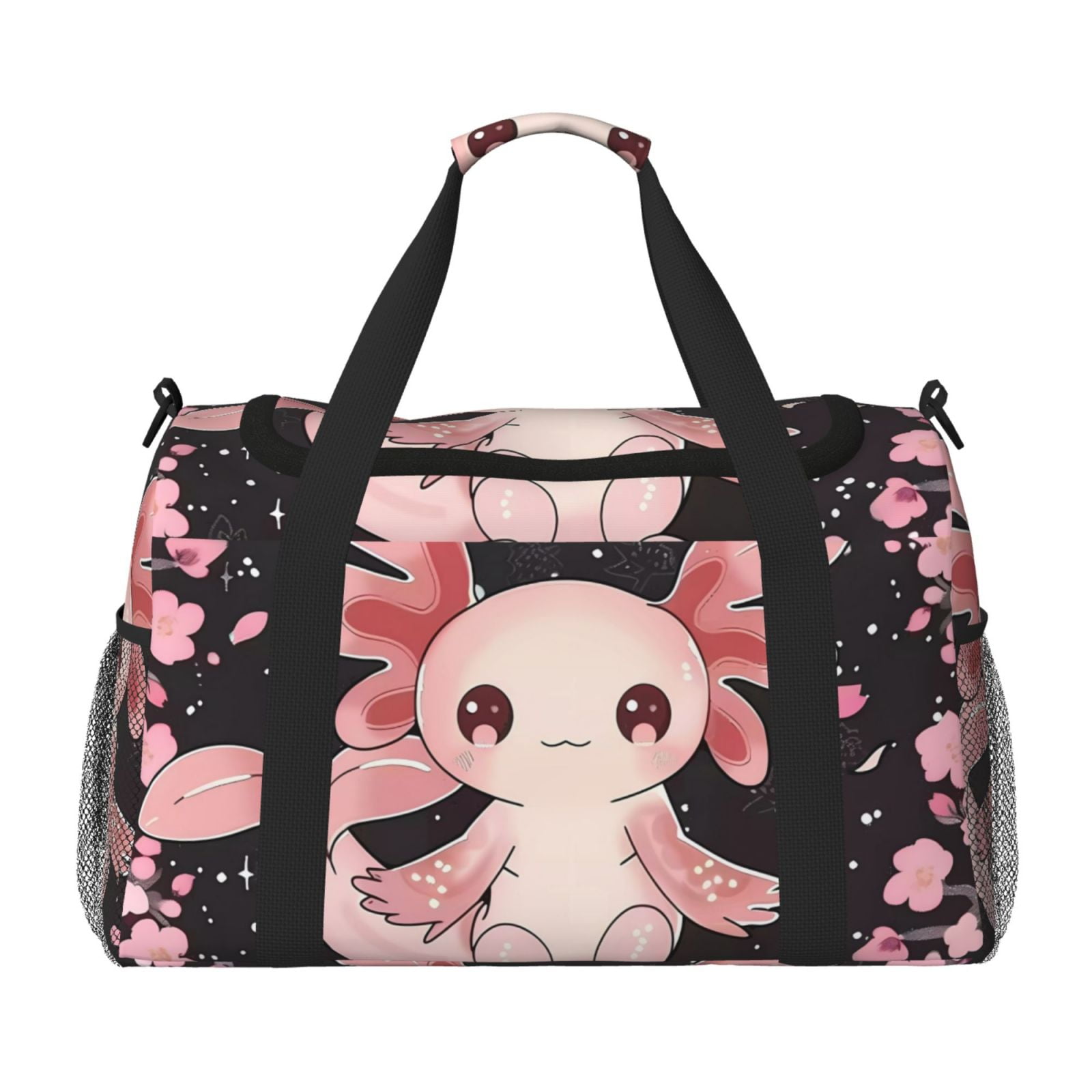 Zufioo Cute Axolotl Sakura Blossoms Print Hand-Held Messenger Travel ...