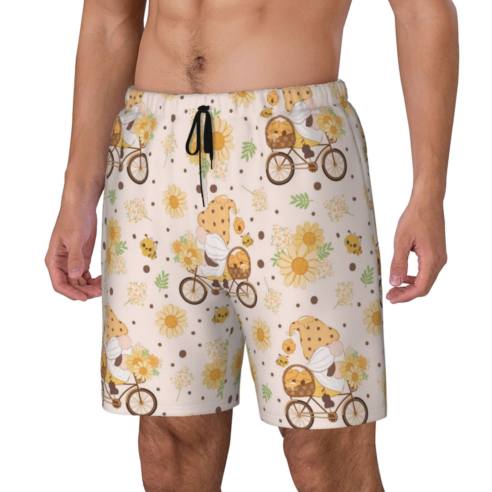 Zufioo Cute Bee Gnome1 Mens Swimsuit Trunks with Compression Liner ...