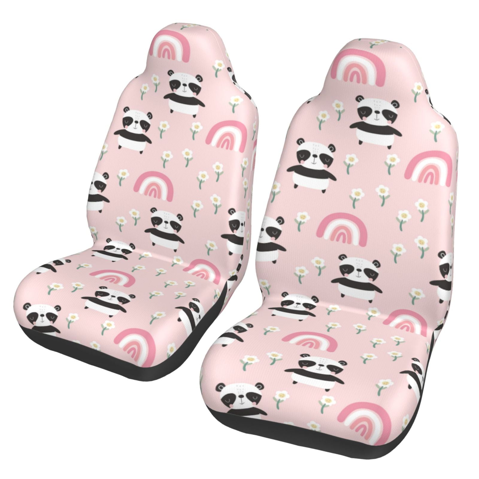 Zufioo Cute Cartoon Panda Full Set Car Seat Covers with Soft Padding ...