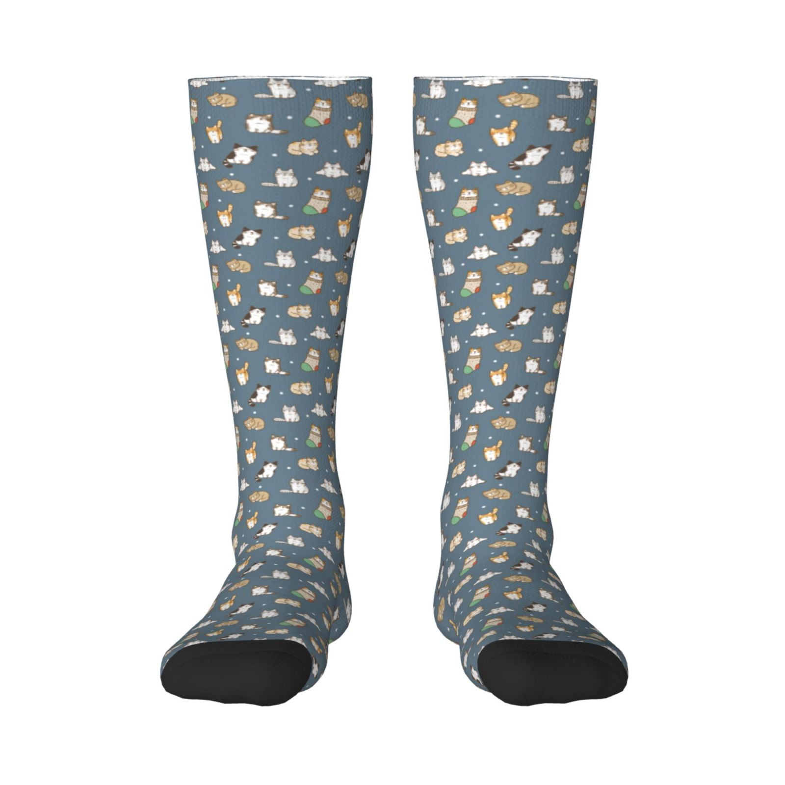 Zufioo Cute Cats And Dogs Print Long High Thigh Socks Knee-High Warm ...